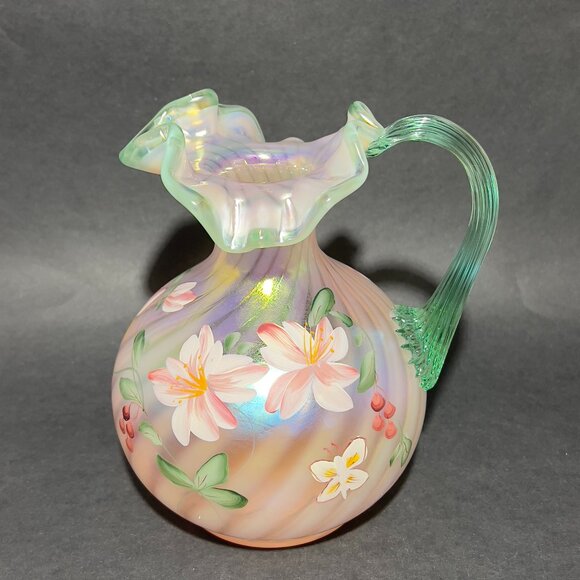 Fenton | Art | Vtg Bill Fenton Art Glass Pitcher Pink Champagne ...